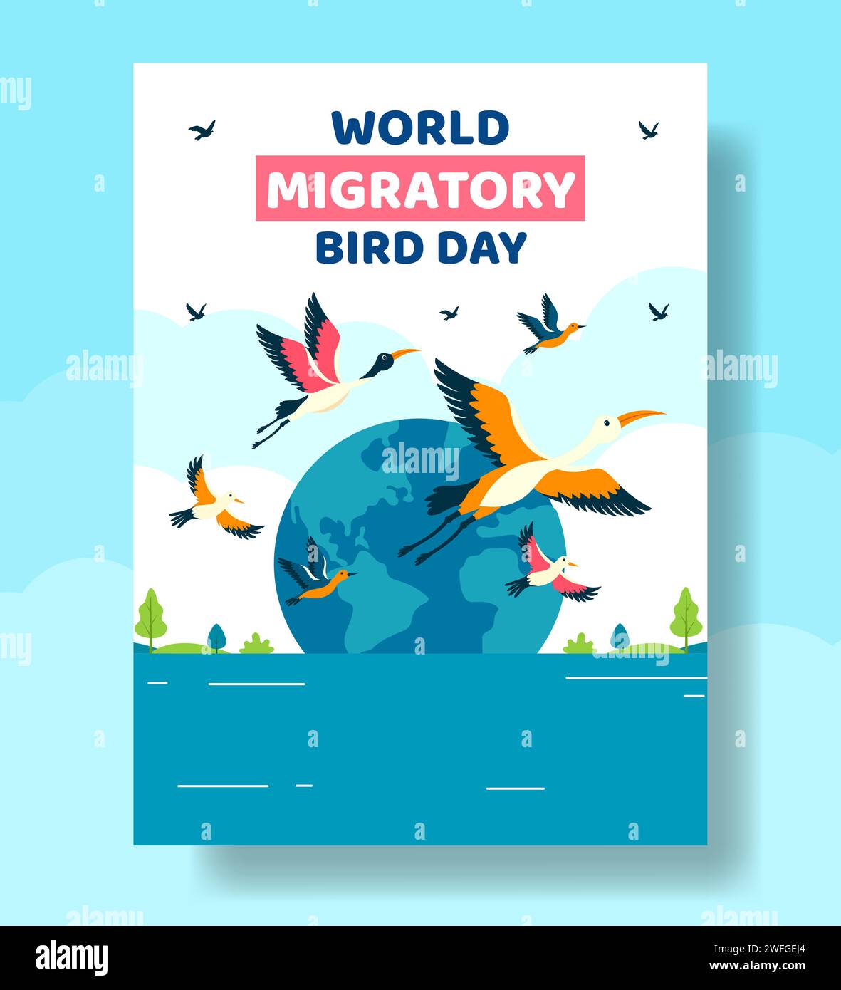 Migratory Bird Day Vertical Poster Flat Cartoon Hand Drawn Templates ...