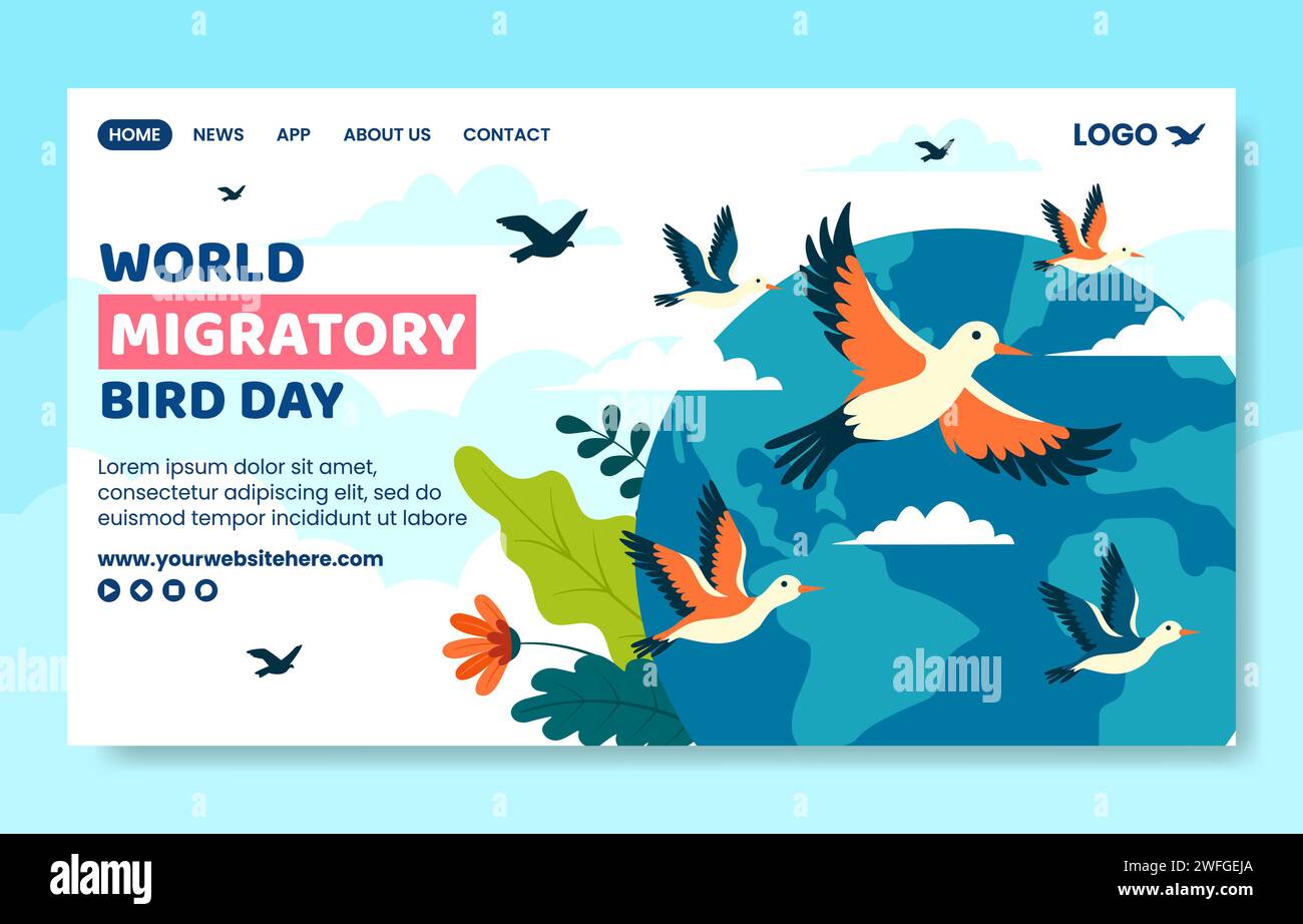 Migratory Bird Day Social Media Landing Page Cartoon Hand Drawn ...