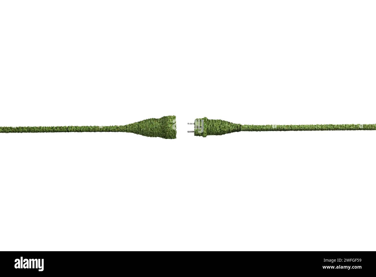 Green socket with power plug and cable on green grass hi-res stock ...