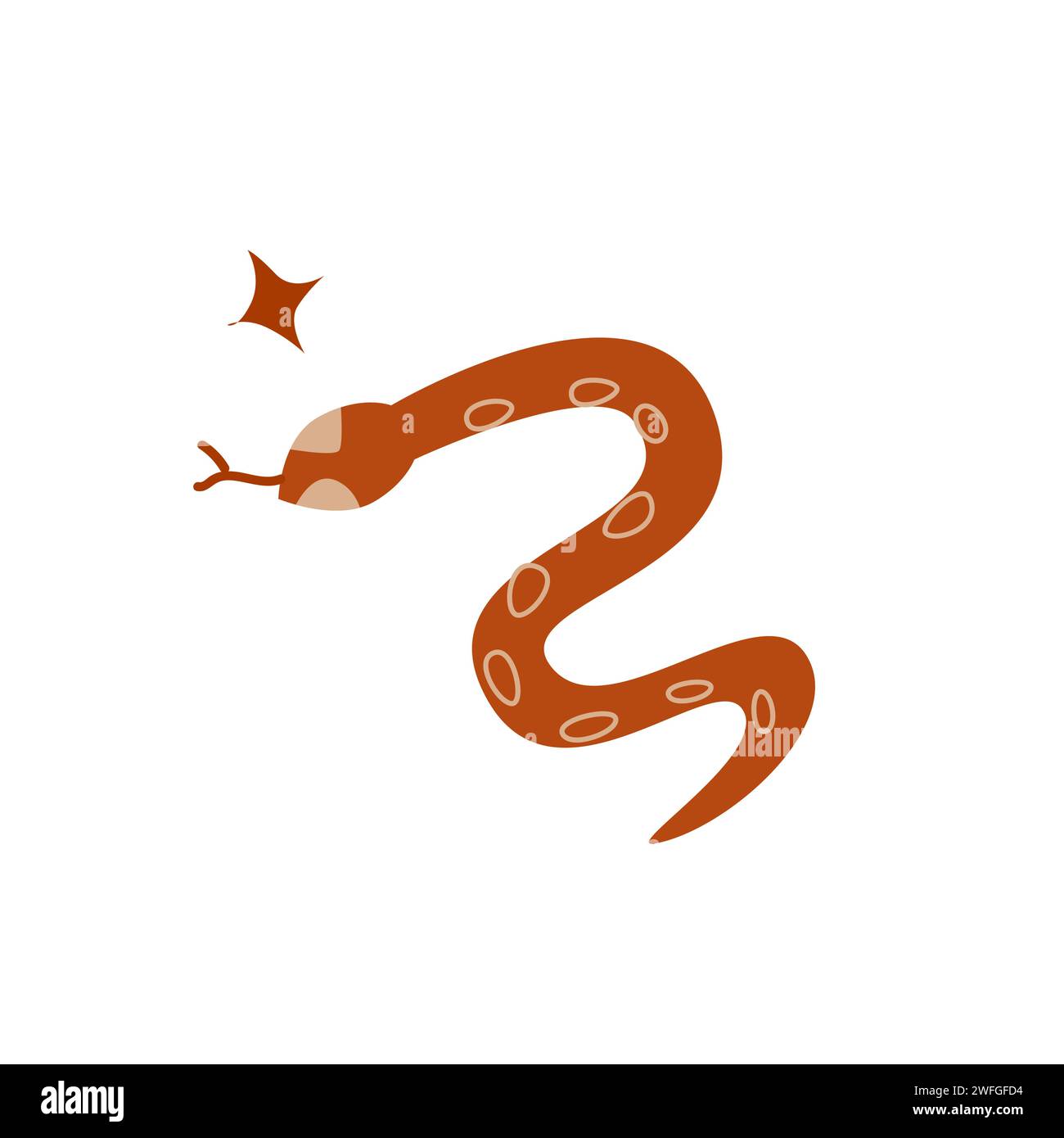 Hand drawn snake - boho element with star. Vector illustration isolated ...