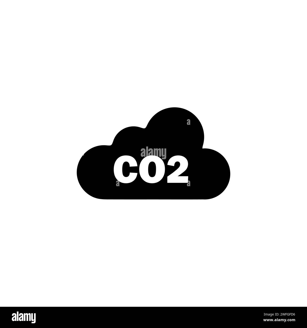 CO2 Carbon Dioxide Emissions Cloud flat vector icon. Simple solid symbol isolated on white ...