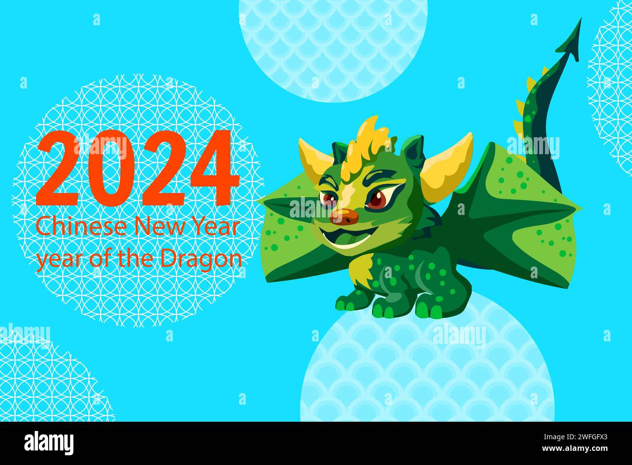 Chinese New Year of the Dragon 2024, greeting card Stock Vector Image ...