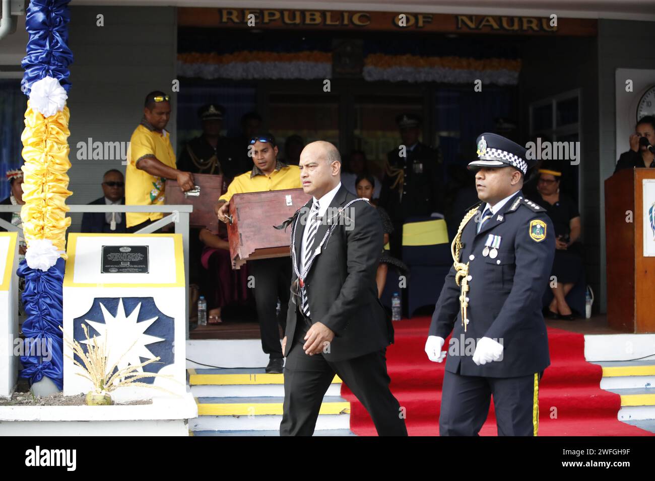Yaren. 31st Jan, 2024. Nauru President David Adeang attends the ...