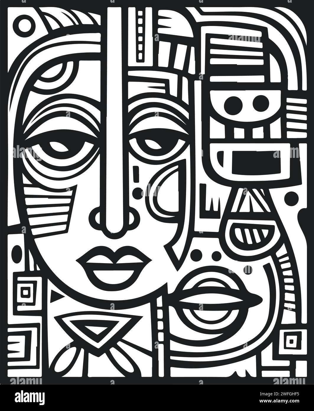 Cubism face woman Black and White Stock Photos & Images - Alamy