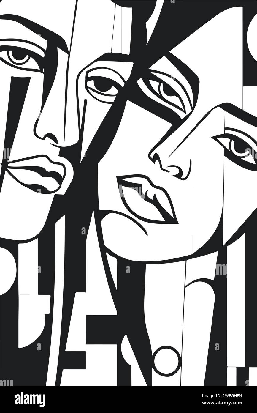 Cubism face woman Black and White Stock Photos & Images - Alamy