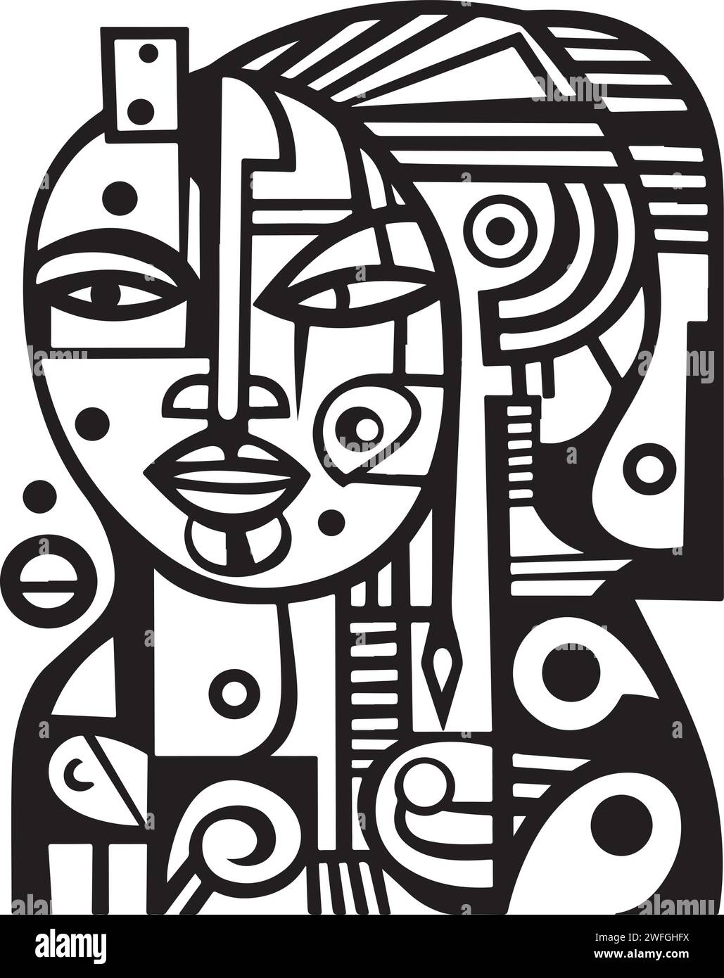 Cubism face woman Black and White Stock Photos & Images - Alamy