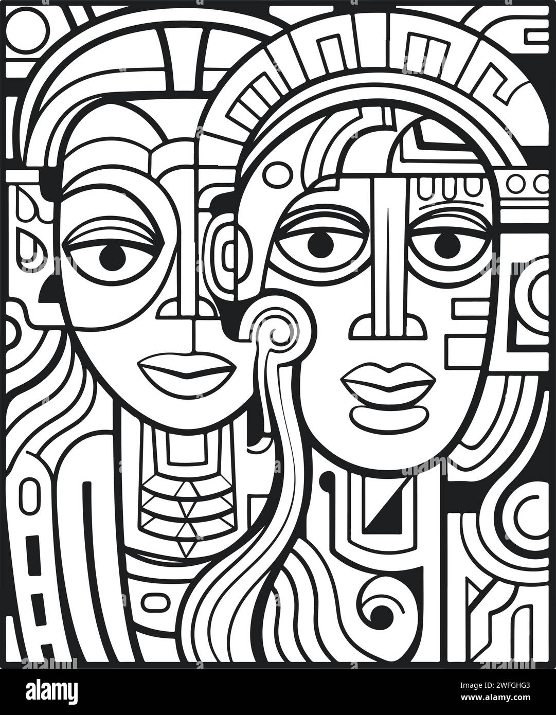 Cubism face woman Black and White Stock Photos & Images - Alamy