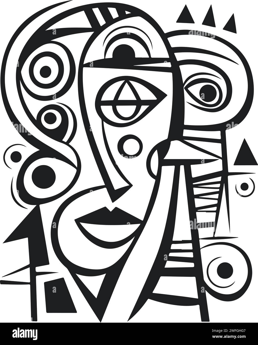 Cubism face woman Black and White Stock Photos & Images - Alamy