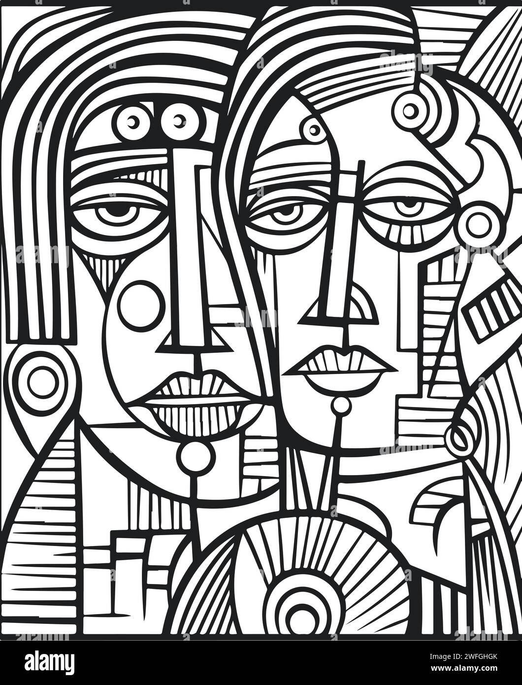 Cubism face woman Black and White Stock Photos & Images - Alamy