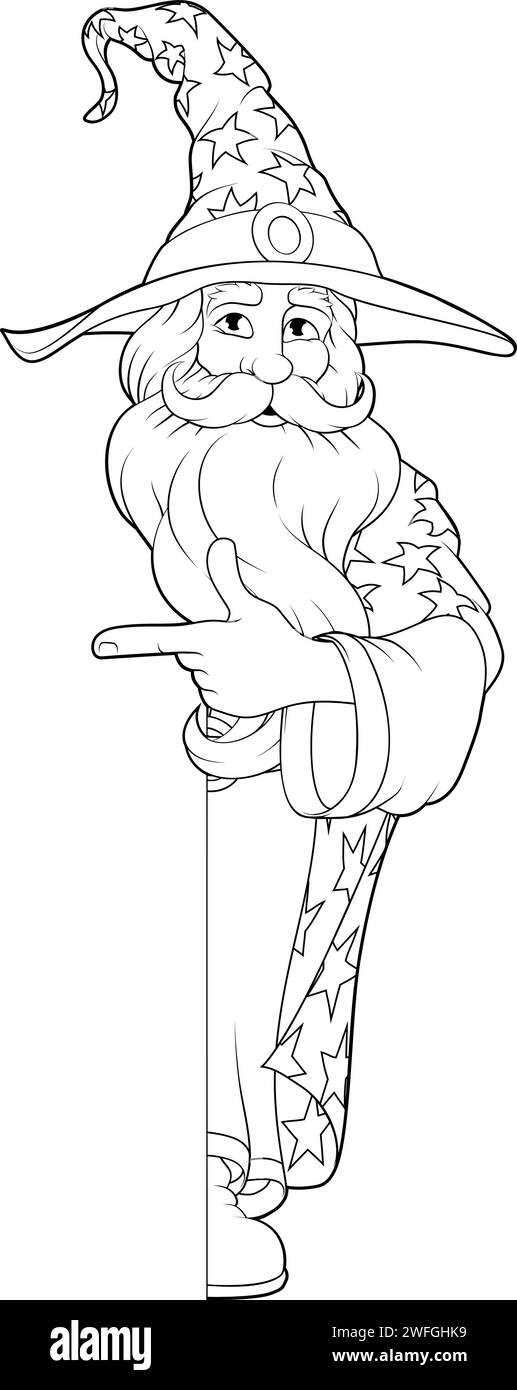 Wizard Merlin Cartoon Beard Magician Man Character Stock Vector Image ...