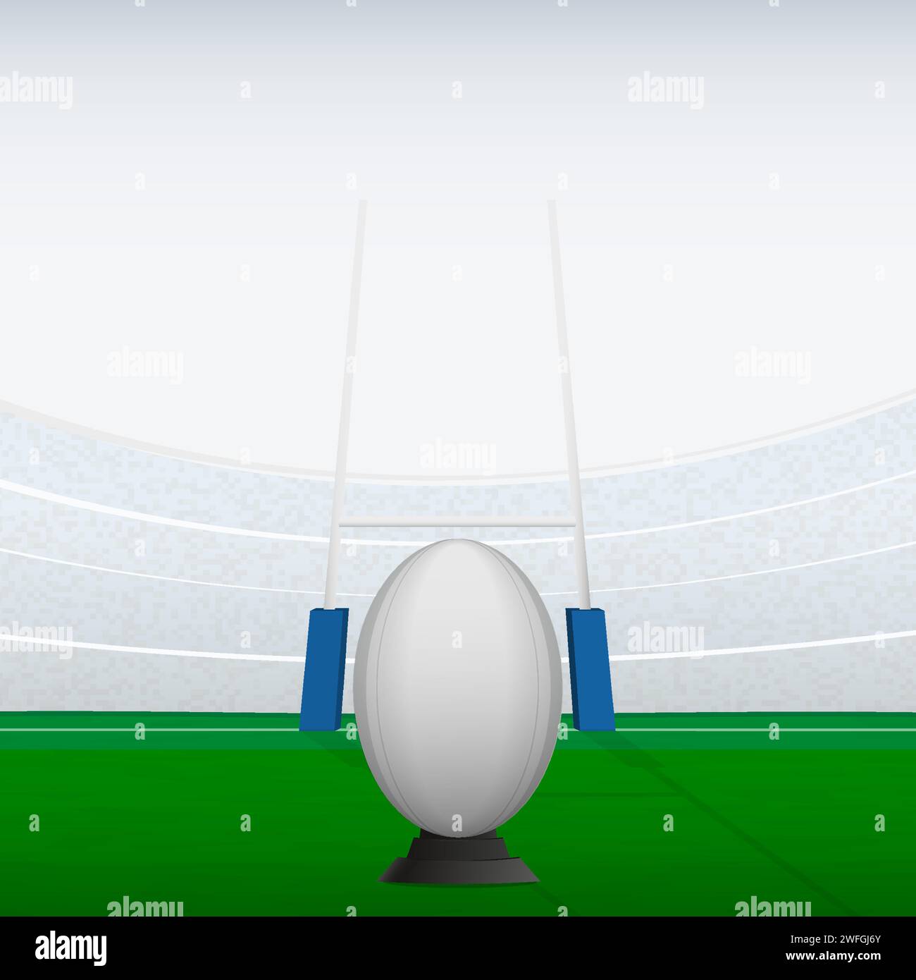 Square illustration of preparing for ball kick in rugby game. Rugby ...