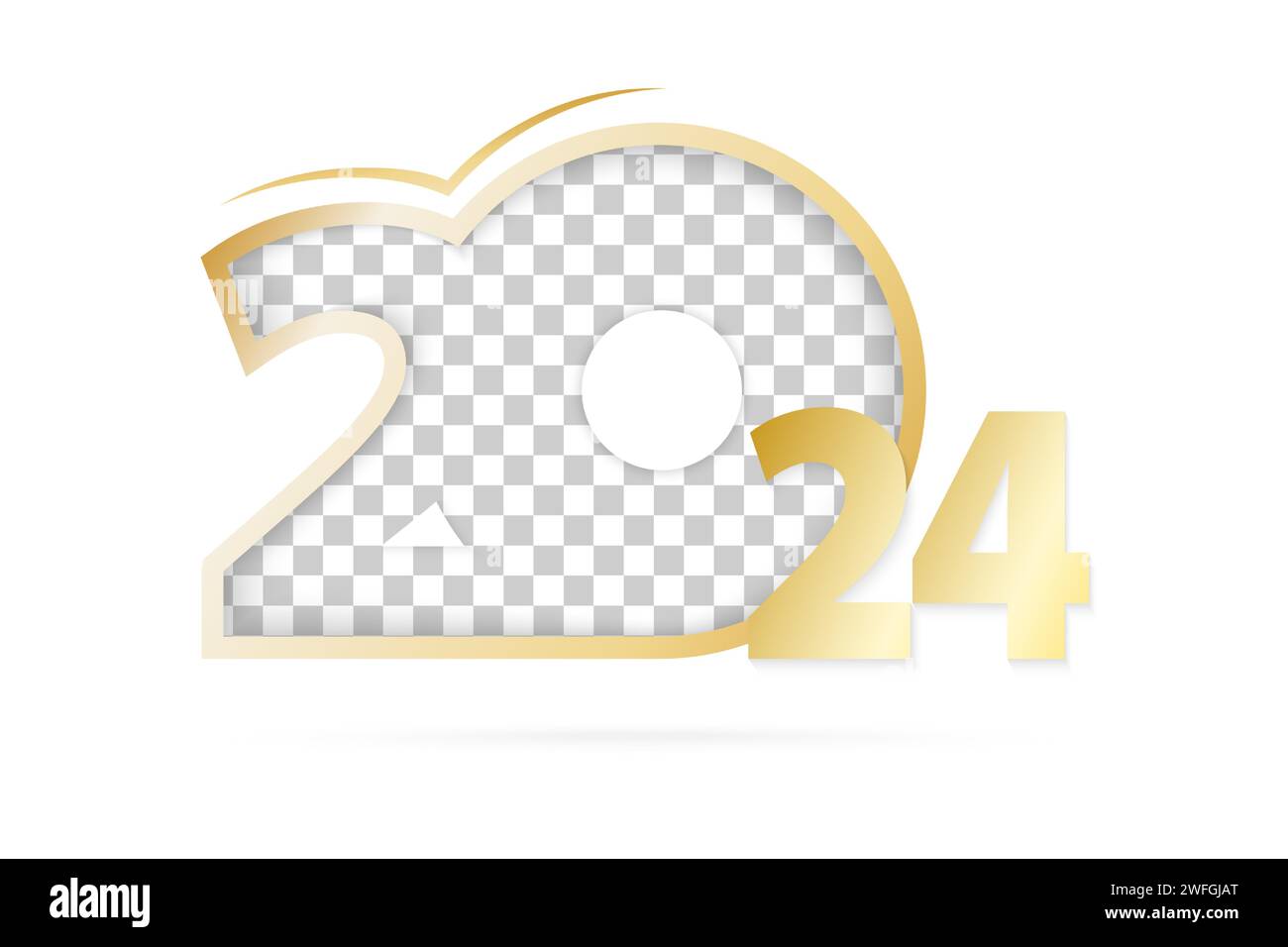 Year 2024 with place for image, vector golden template Stock Vector ...
