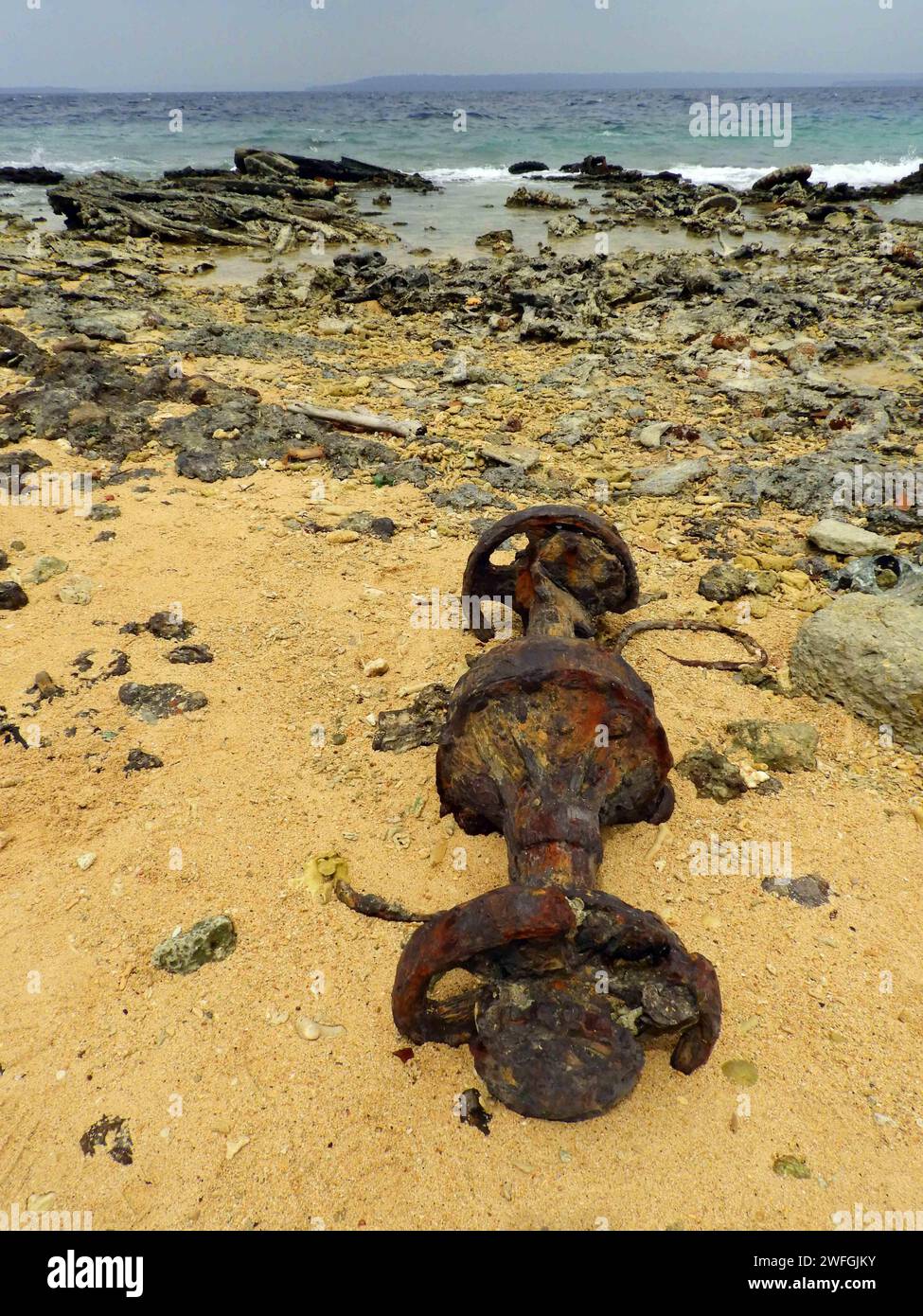 rusted ruins of american military equipment from world war two at ...