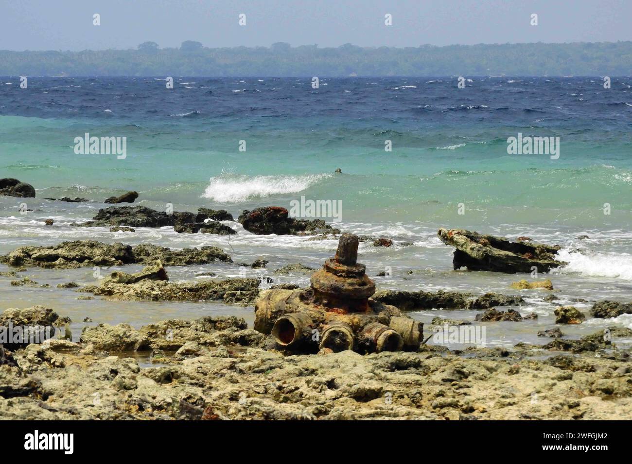 rusted ruins of american military equipment from world war two at ...
