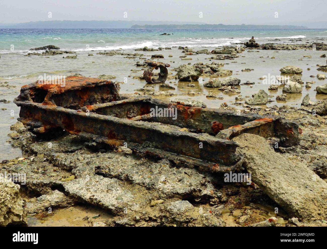 rusted ruins of american military equipment from world war two at million dollar point on south ...
