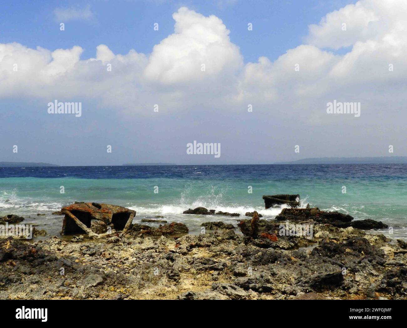 rusted ruins of american military equipment from world war two at ...