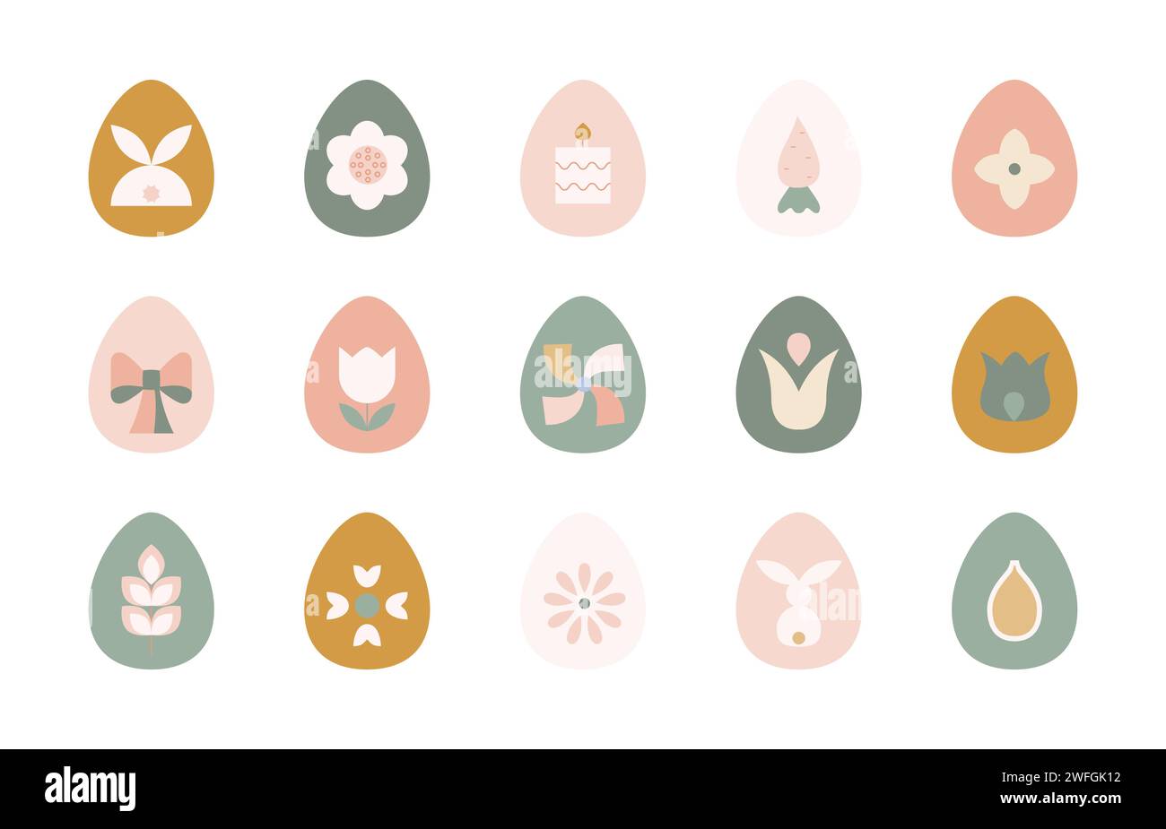 Abstract geometric easter egg icons. Pastel color minimalistic easter ...