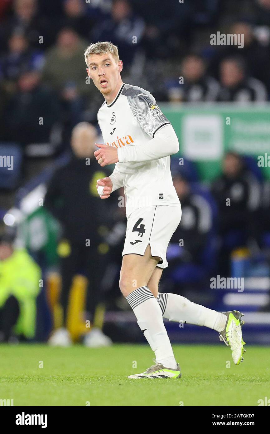 Leicester, UK. 30th Jan, 2024. Swansea City midfielder Jay Fulton (4 ...