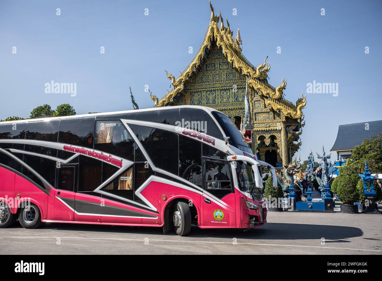 Chiang Rai, Thailand. 19th Jan, 2024. A bus carrying local Thai ...