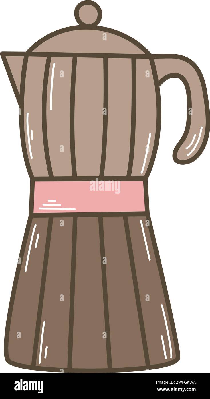 Coffee maker colored doodle sketch style. Traditional coffee maker for ...