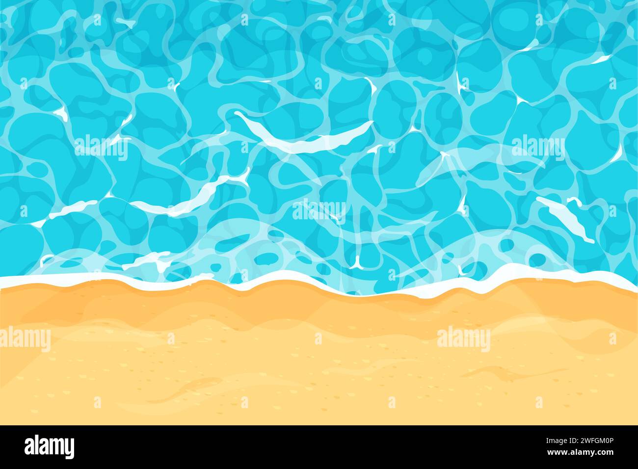 Beach with sand water ripple surface with sunlight reflections in ...