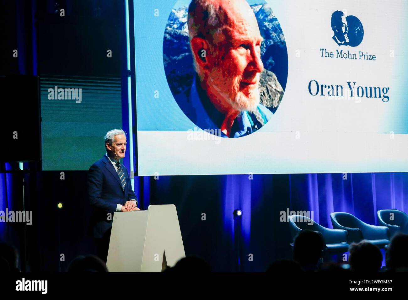 Tromso 20240131.Prime Minister Jonas Gahr Store presents the Mohn Prize ...