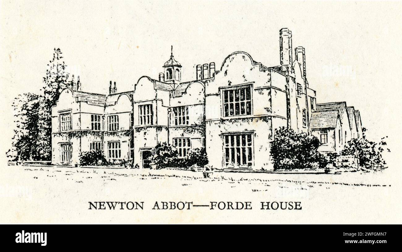 Pen and ink sketch - Newton Abbot Forde House. From the book Glorious ...