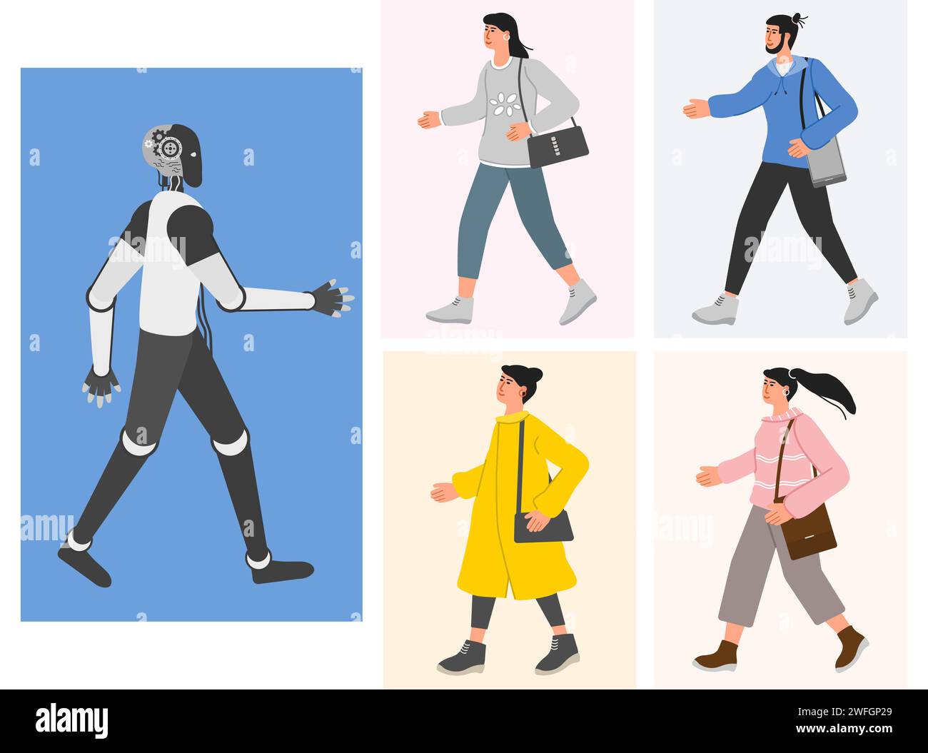Human robot hand interaction Stock Vector Images - Alamy