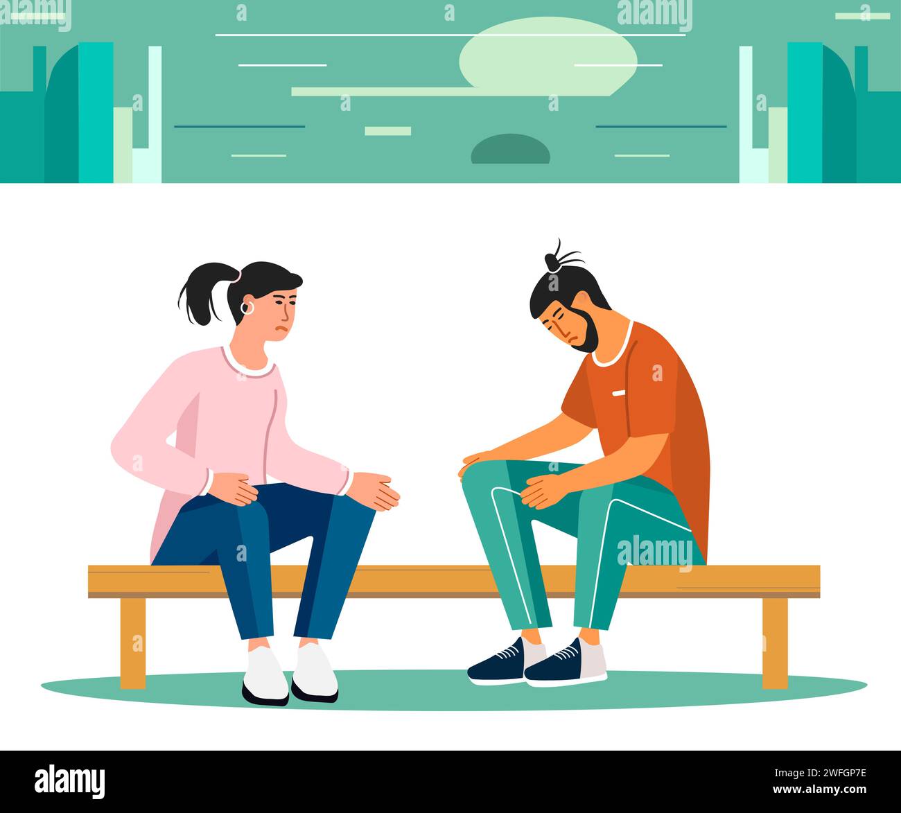 Unpleasant conversation between people. Man and woman. Emotions ...