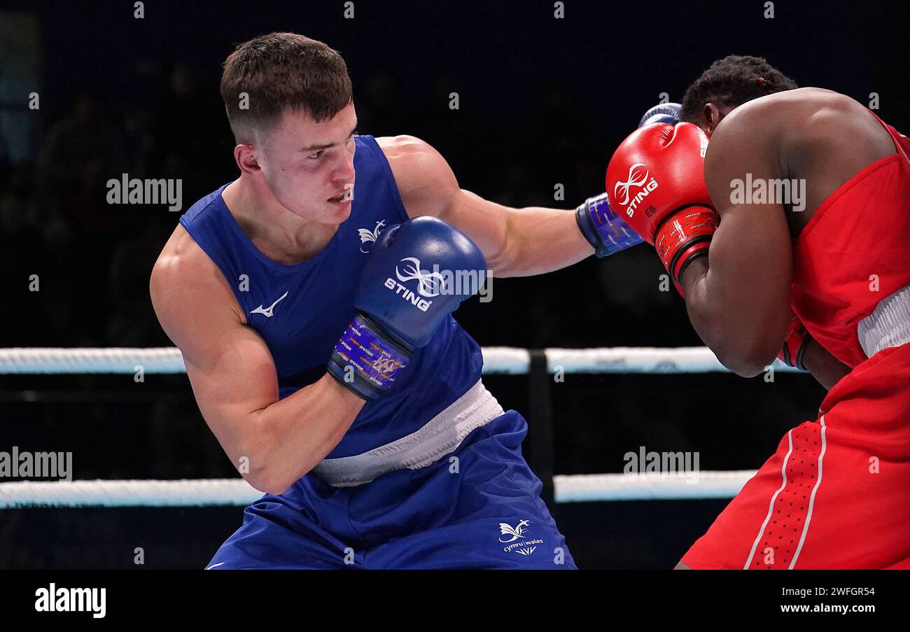 Wales' Taylor Bevan (left) in action during his Light Heavy weight ...