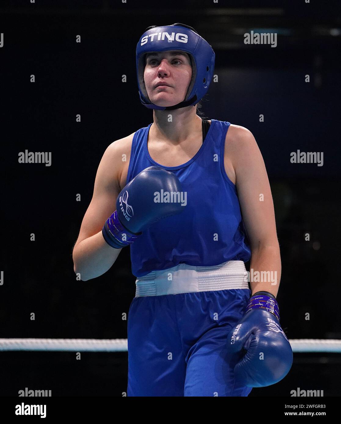England's Kerry Davies in action during her Women's Middle weight ...