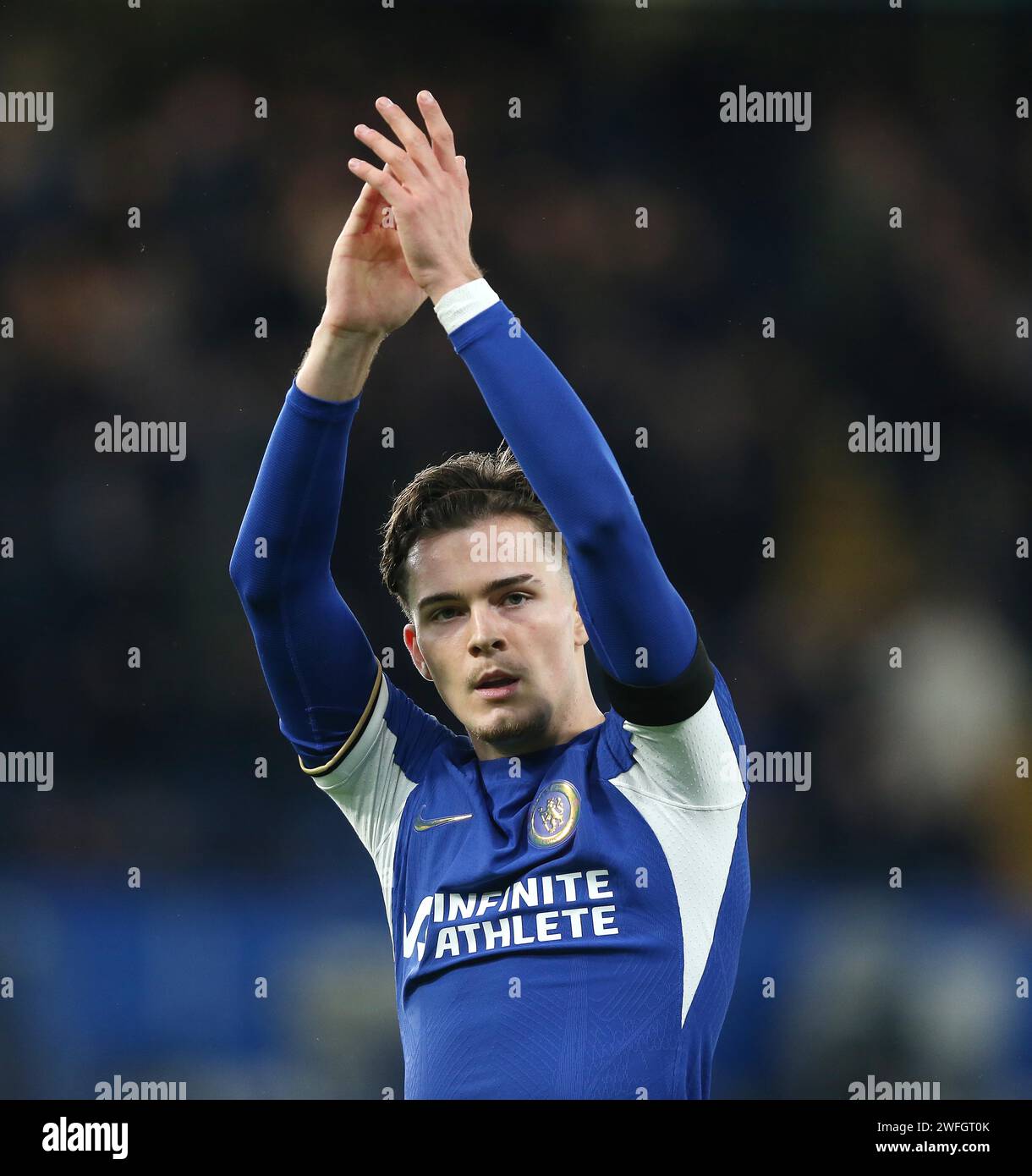 Leo Castledine of Chelsea applauds the Chelsea fans on his Chelsea ...