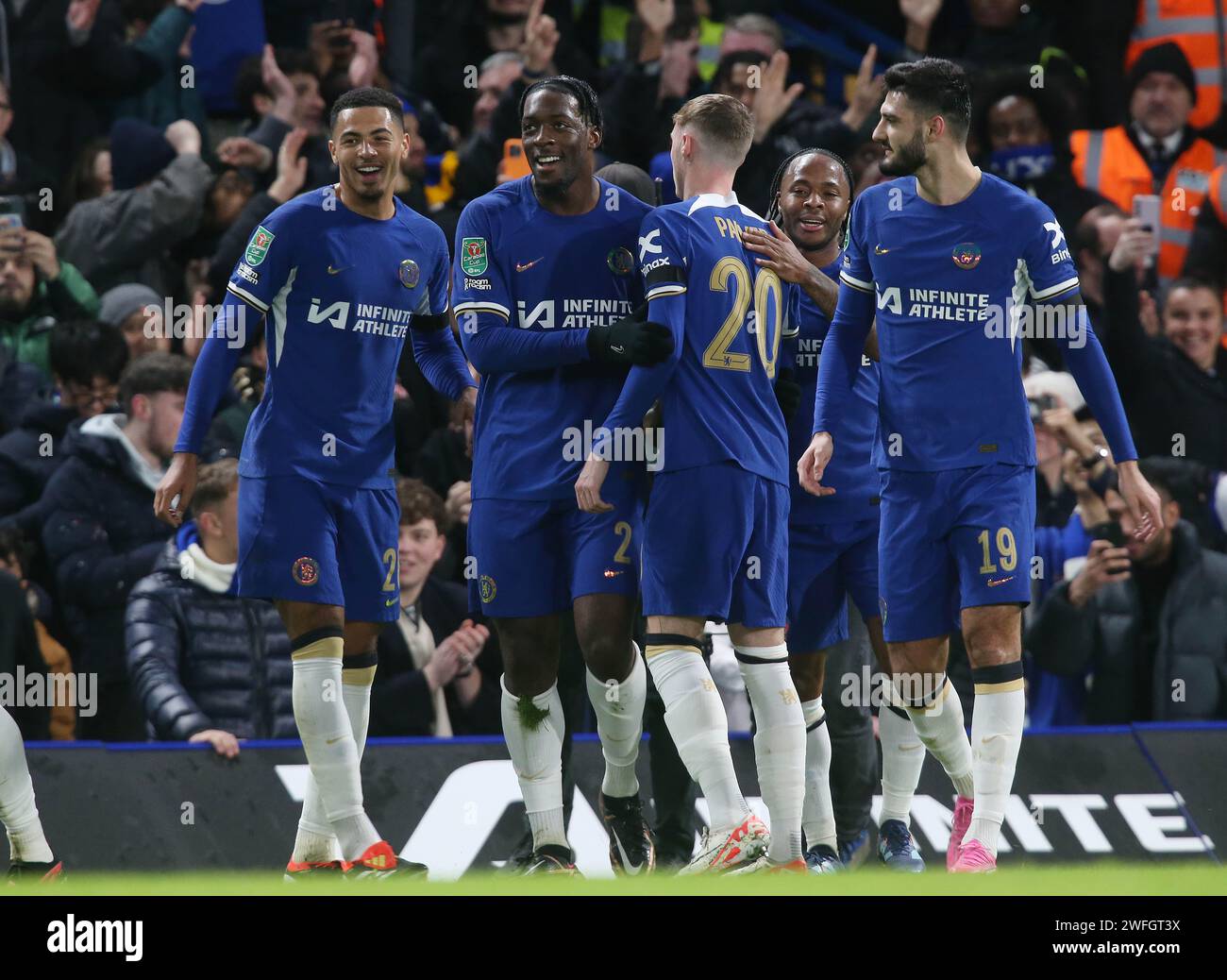 GOAL 3-0, Axel Disasi of Chelsea goal celebration with Cole Palmer of ...