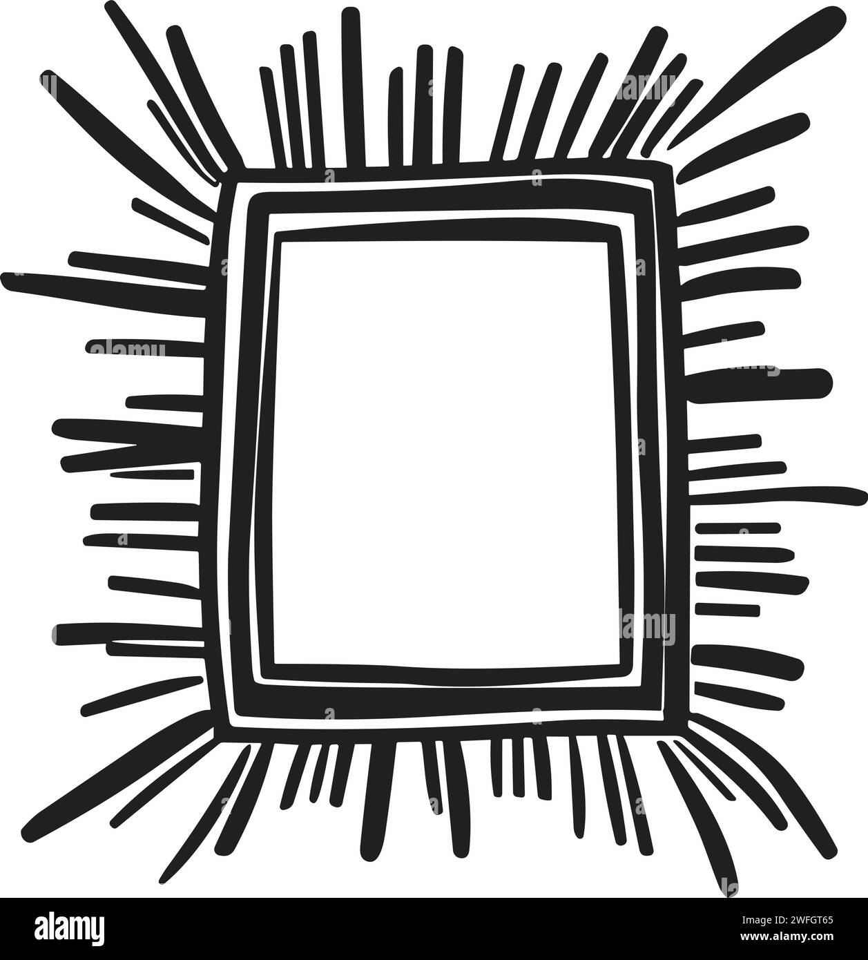 Doodle frame or badge in Doodle or cartoon style isolated on background ...