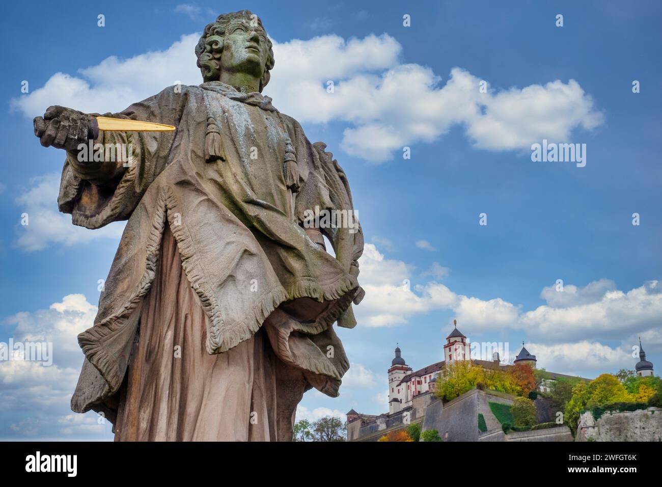 Statue of St Colonat, one of the Apostles of Franconia, on the old Main ...