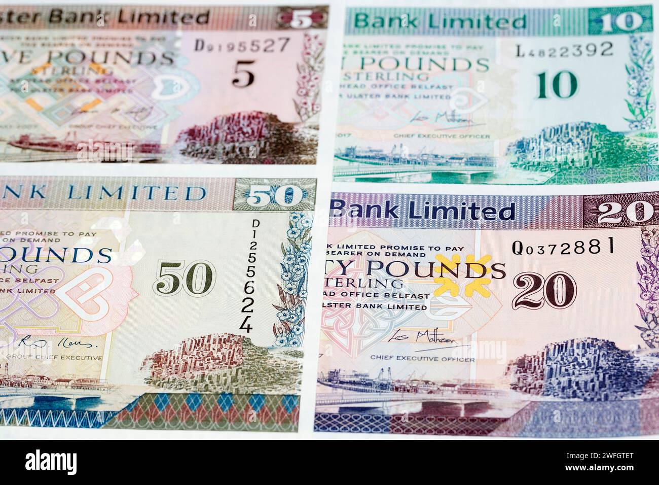 Banknotes of Northern Ireland - Pound a business background Stock Photo ...