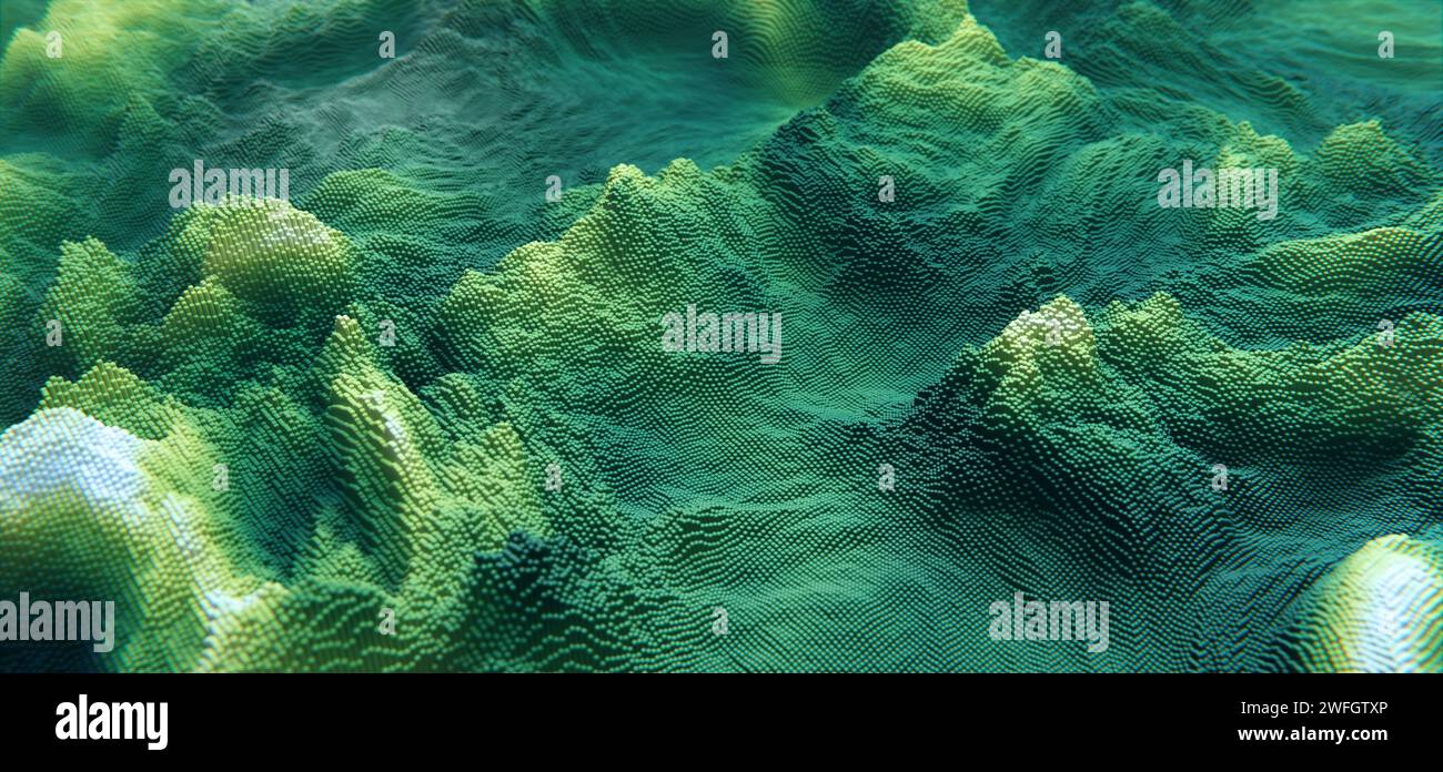 Abstract green cubic landscape technology background. Eco concept ...