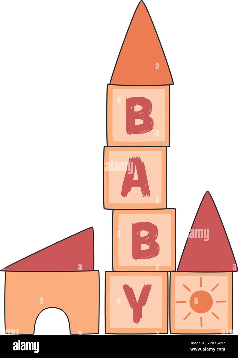 Toy childrens wooden building blocks Stock Vector Images - Alamy
