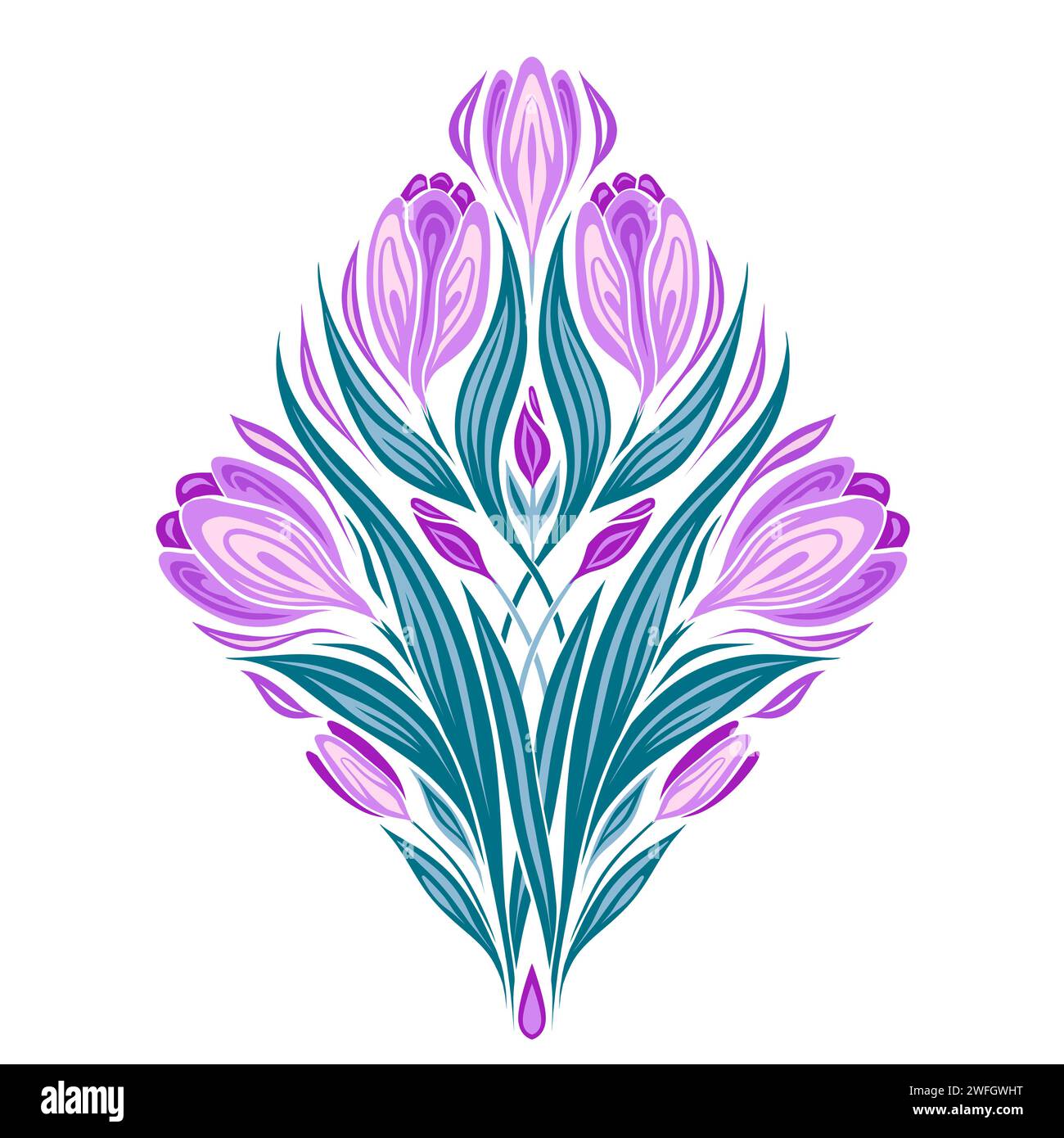 Vector geometric illustration of crocuses. Decorative clipart of spring ...