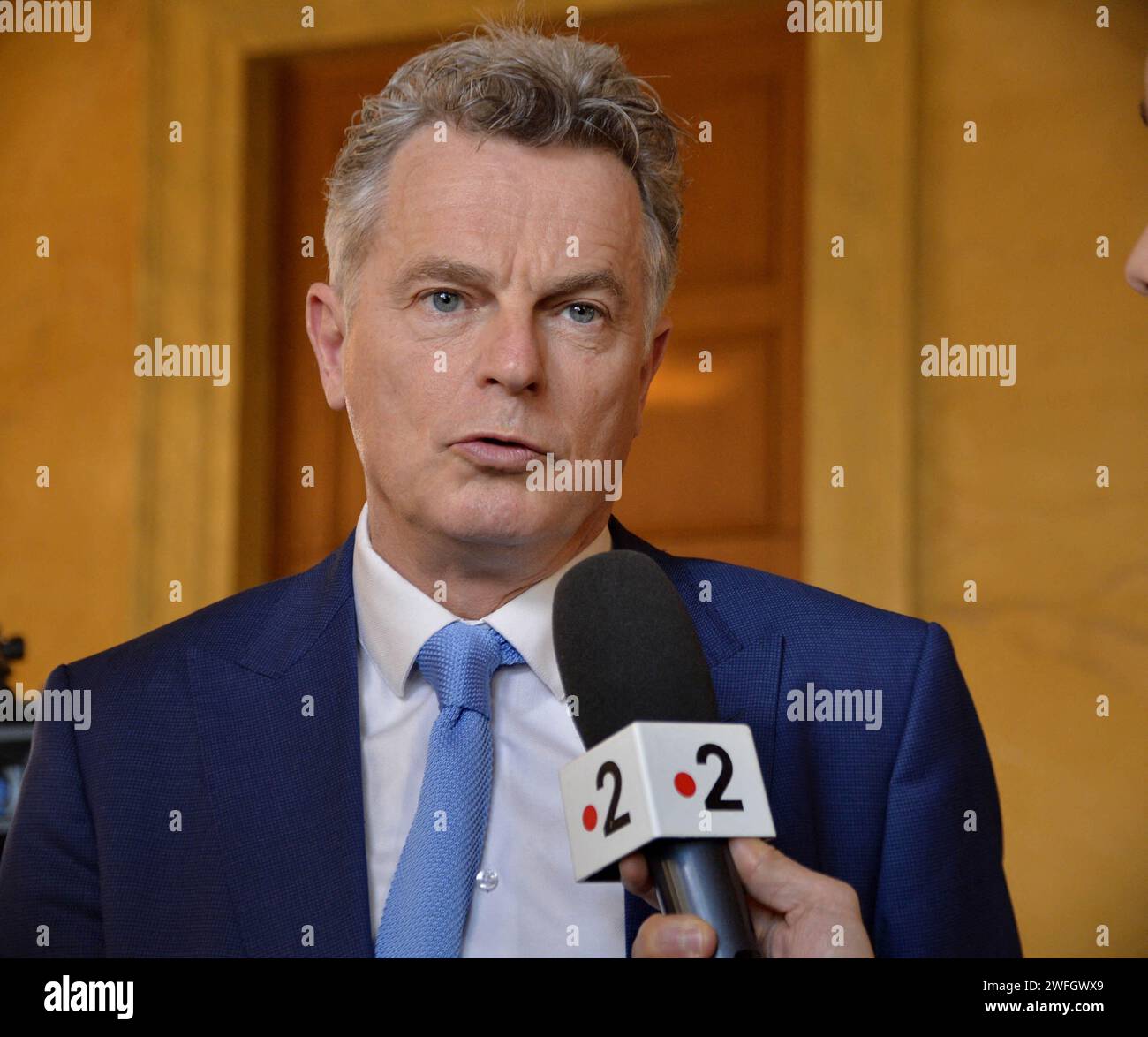 Paris, France. 31st Jan, 2024. Fabien Roussel, secretary general of the ...