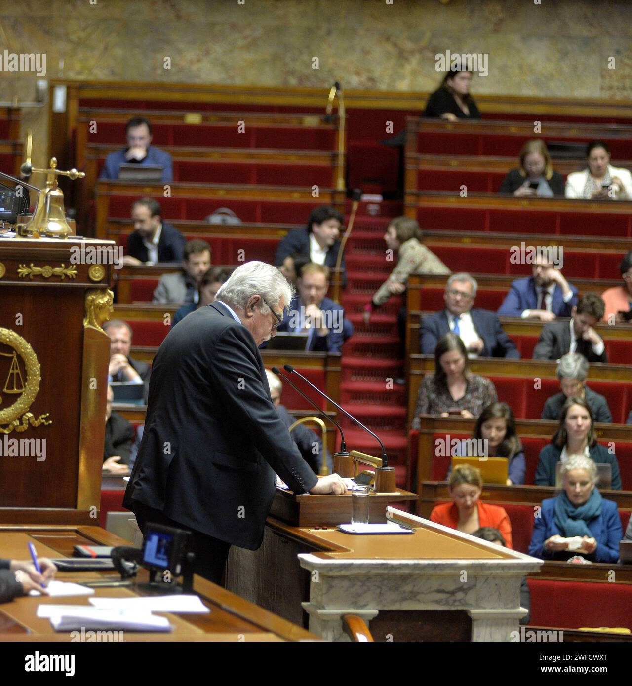 Paris, France. 31st Jan, 2024. Andre Chassaigne, President of the GDR ...