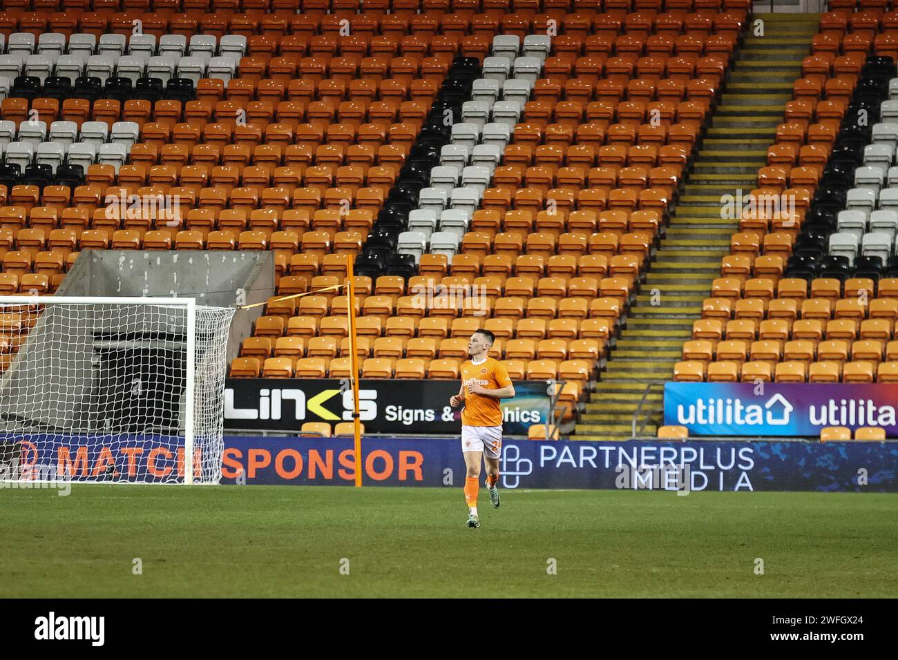 Andy Lyons of Blackpool during the Bristol Street Motors Trophy Quarter ...