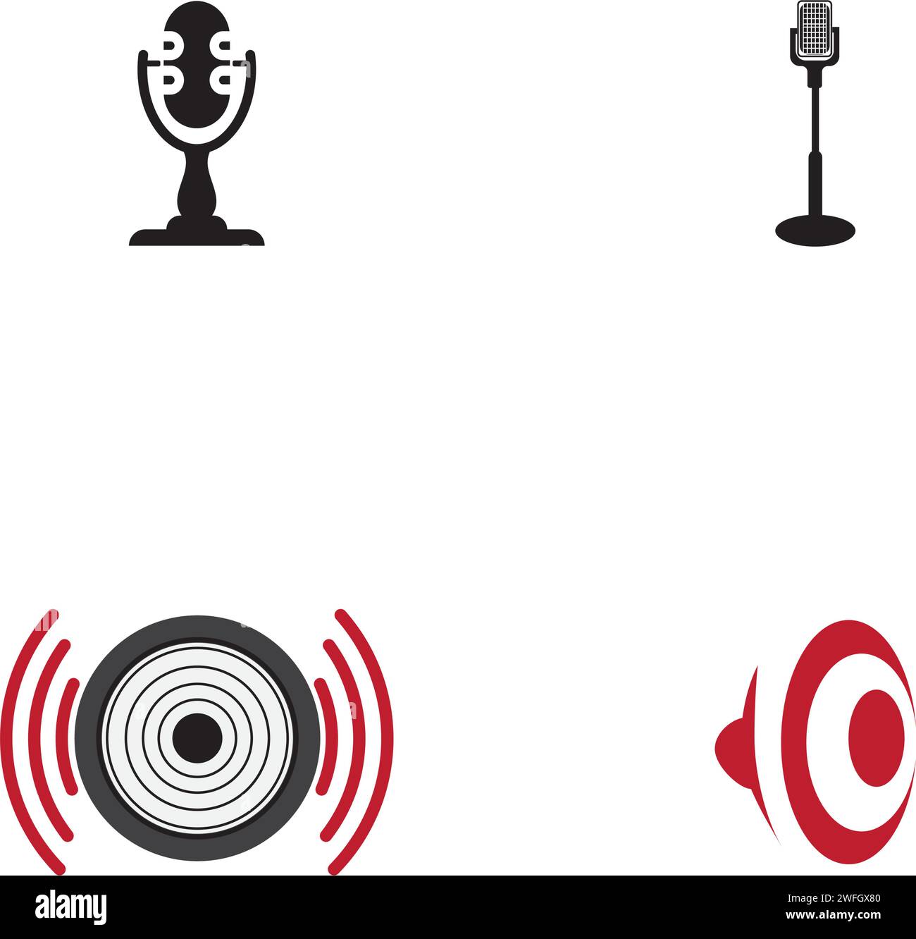 Acoustic speakers in plane wooden body, vector icon Stock Vector Image ...