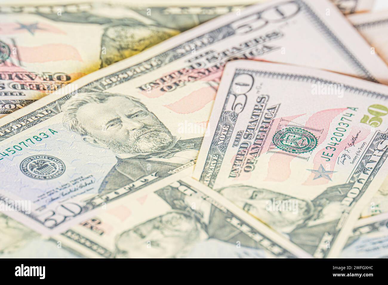 50 fifty dollars bill banknote with the portrait of president Ulysses S ...