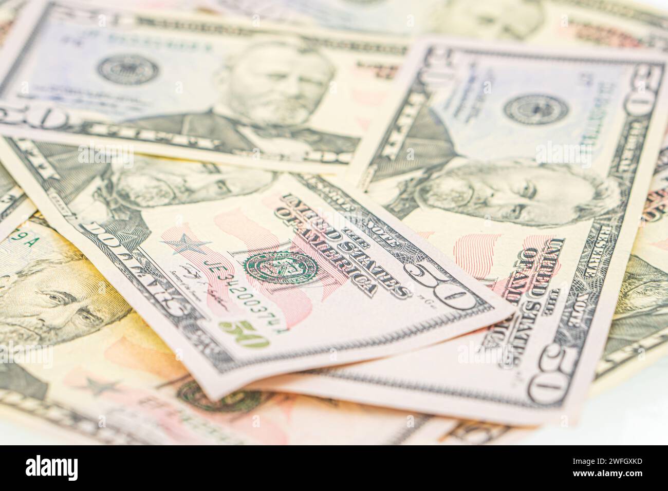 50 fifty dollars bill banknote with the portrait of president Ulysses S ...