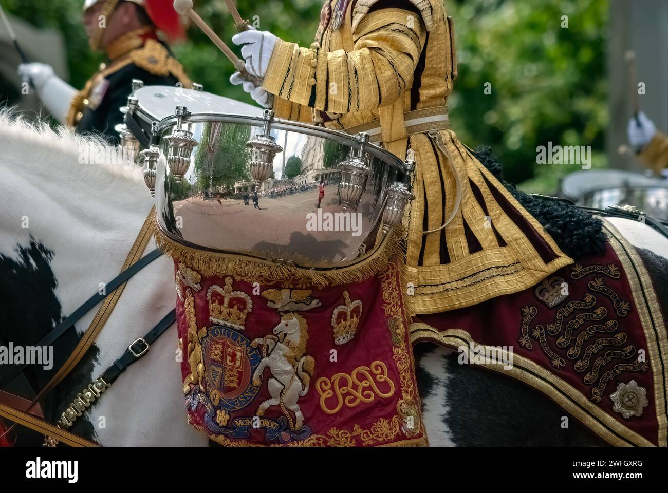 LONDON, UK - JUNE 12, 2010: Kettle Drummer of the Blues and Royals ...