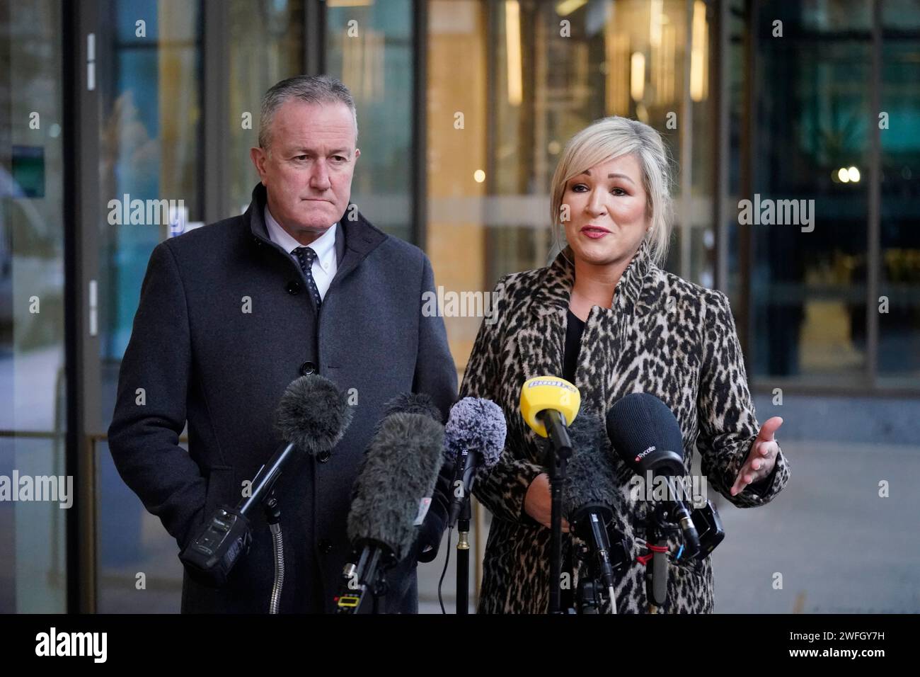 Sinn Fein vice-president Michelle O'Neill (right) and MLA Conor Murphy ...
