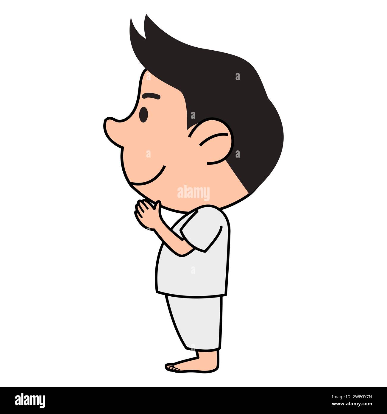 Buddhist man pay respect with Thai style with sitting pose,vector ...