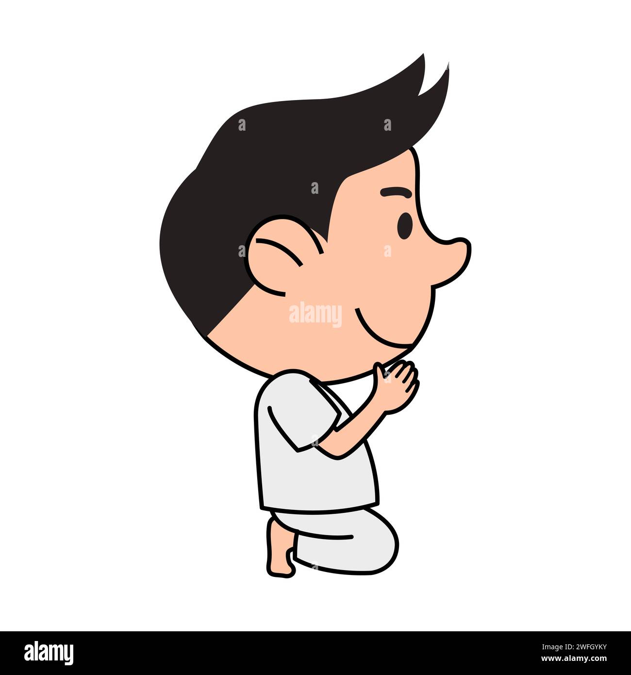 Buddhist man pay respect with Thai style with sitting pose,vector ...