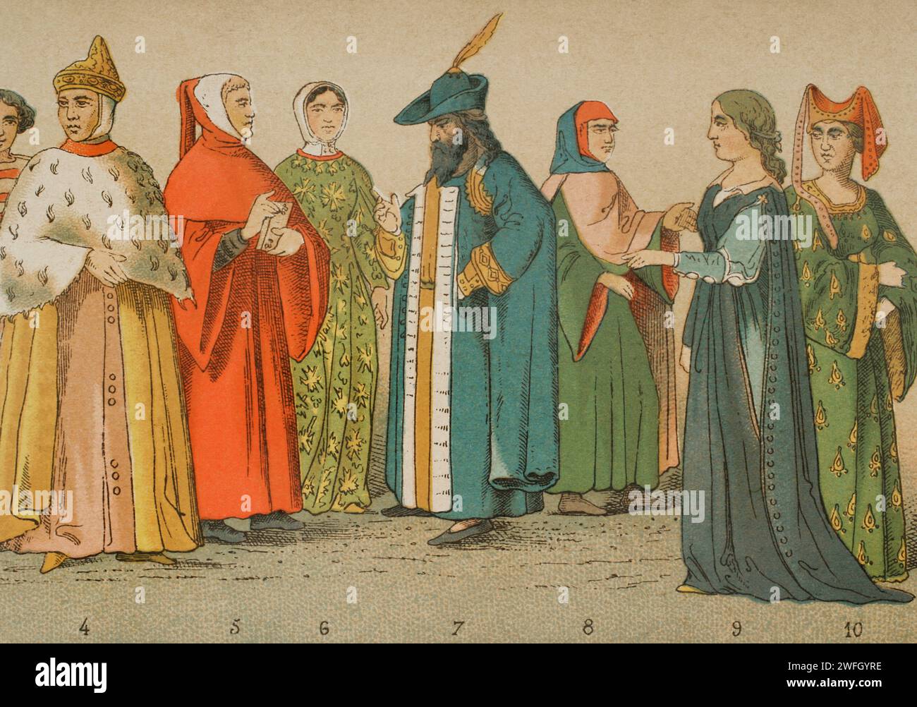 History of Italy. 1300. From left to right, 4: Doge of Venice, 5 ...